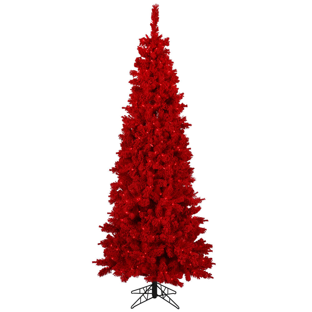 Hashtag Home Flocked Red Fir Artificial Christmas Tree & Reviews | Wayfair