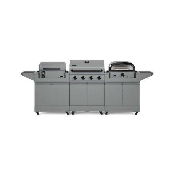 TYTUS Modular 4-Burner Gas Grill, Pellet Smoker with Cart and Pizza ...