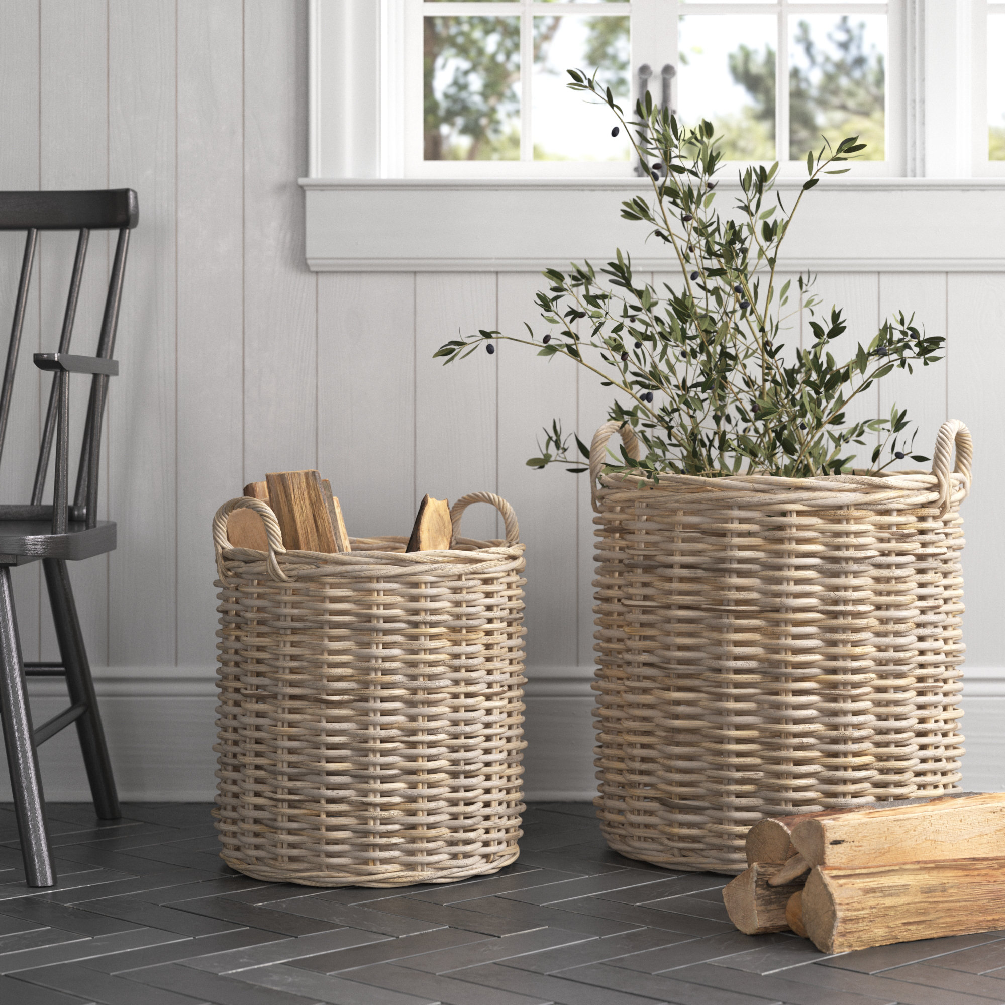 Rosalind Wheeler 2 Piece Rattan Basket Set & Reviews | Wayfair
