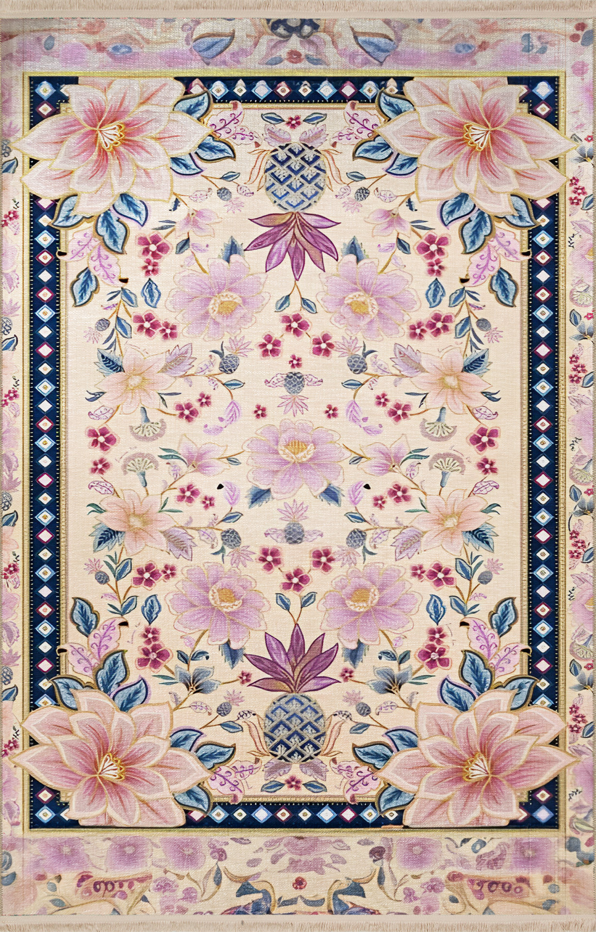 Bloomsbury Market Pink-Themed Multi-Colored Traditional Motif Flower ...