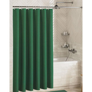 Ebern Designs Sulmy Solid Color Shower Curtain with 12 Stainless Steel ...