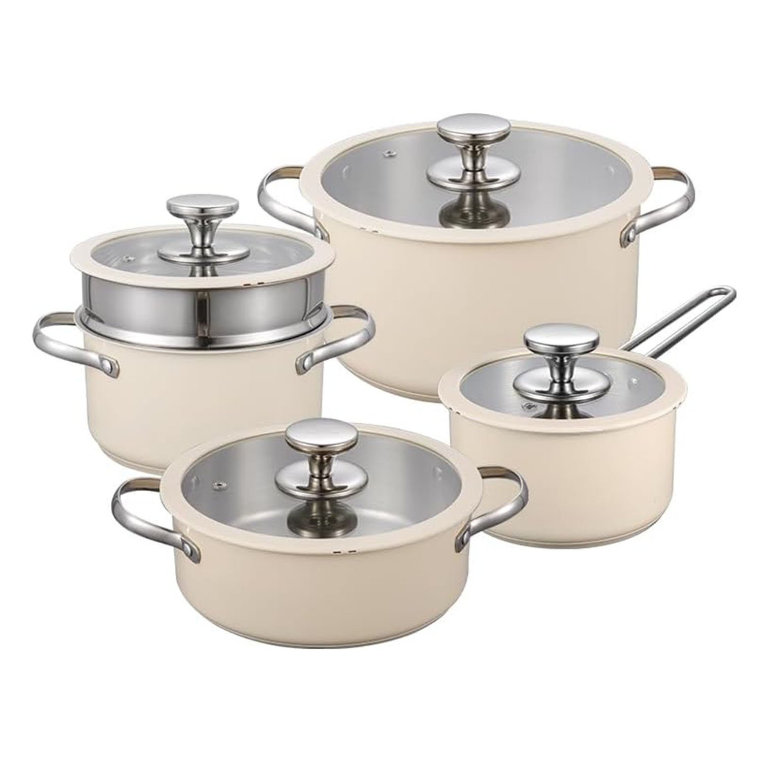 BN-LINKKL Kitchen Cookware Sets With Steamer Basket, 9-Piece Induction ...
