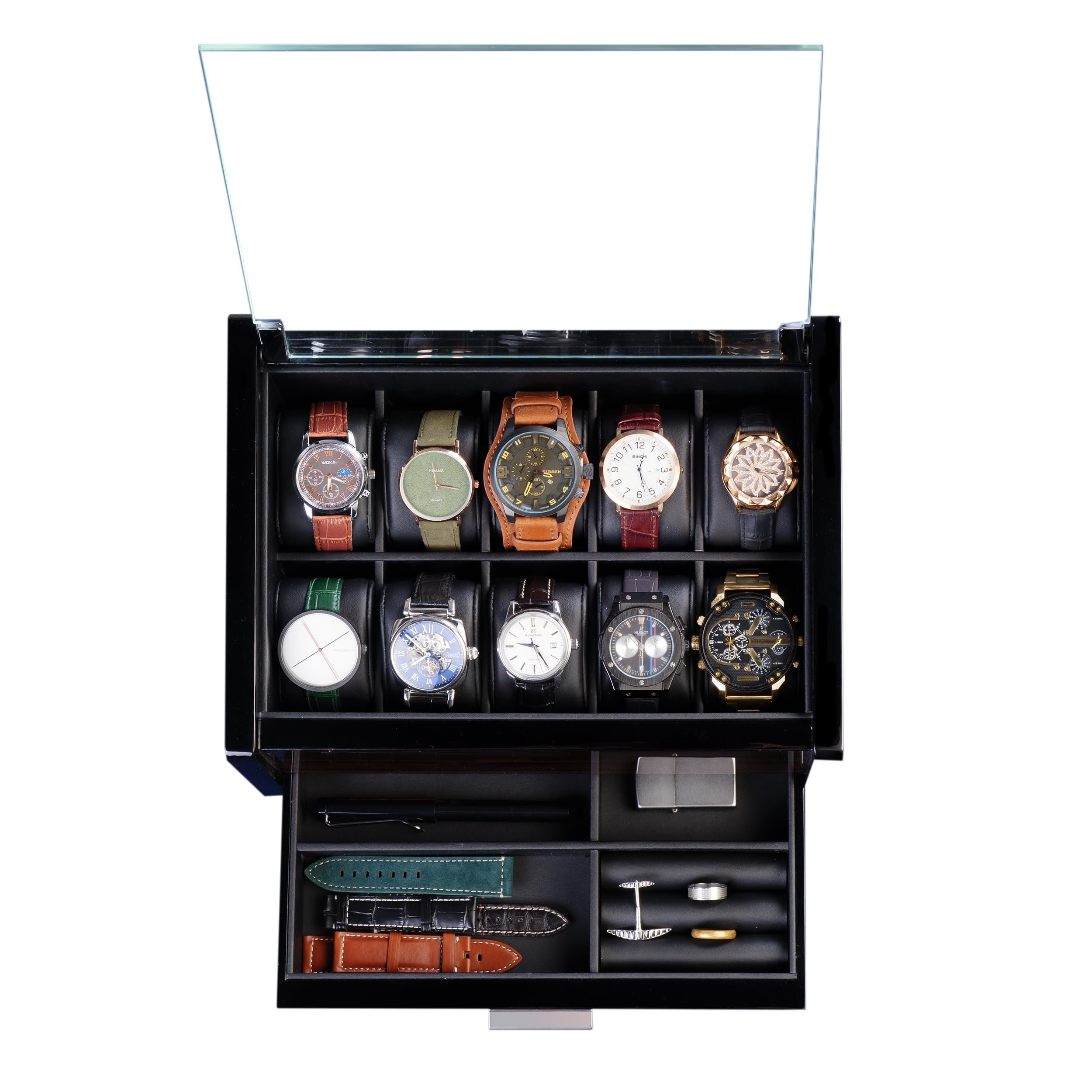 Latitude Run® 10 Slot Wooden Watch Box With Accessory Drawer - Wayfair ...