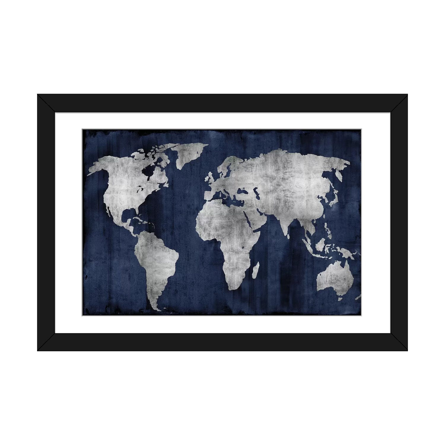 East Urban Home " The World - Silver On Blue " by Russell Brennan ...