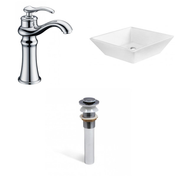 Plumbing N Parts Lavabo de salle de bain vasque carré en céramique ...