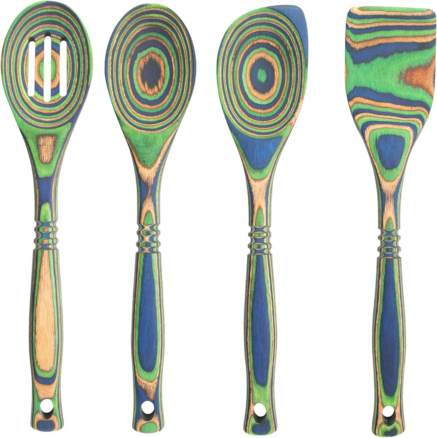 WRIWON 12-Inch Stirring Spoon Set With Standard Spoon, Slotted Spoon ...