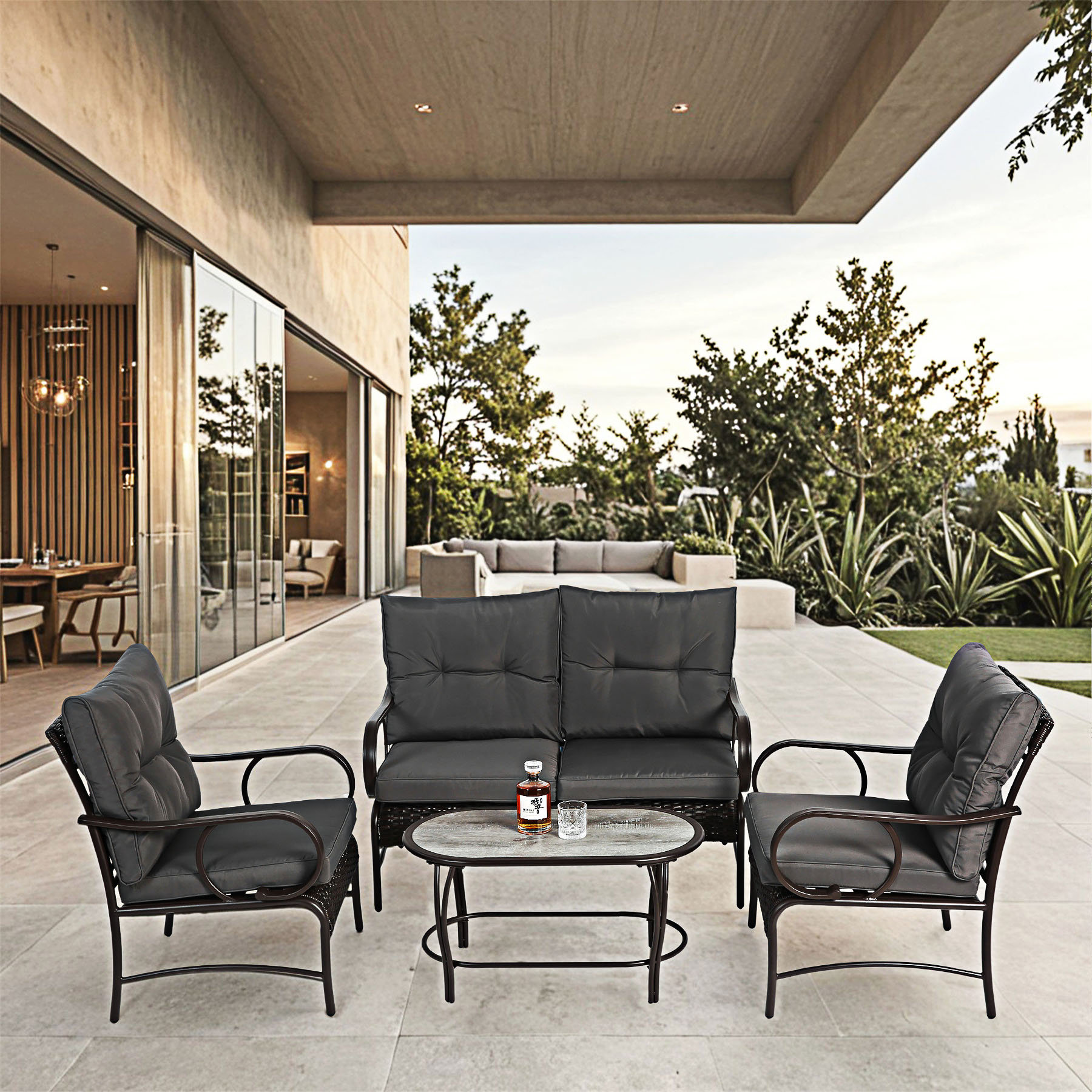 Latitude Run® 4 Piece Outdoor Conversation Set - Wayfair Canada