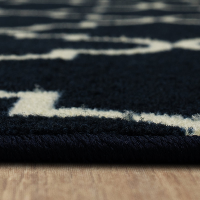 Winston Porter Shondra Geometric Navy/Cream Area Rug & Reviews | Wayfair
