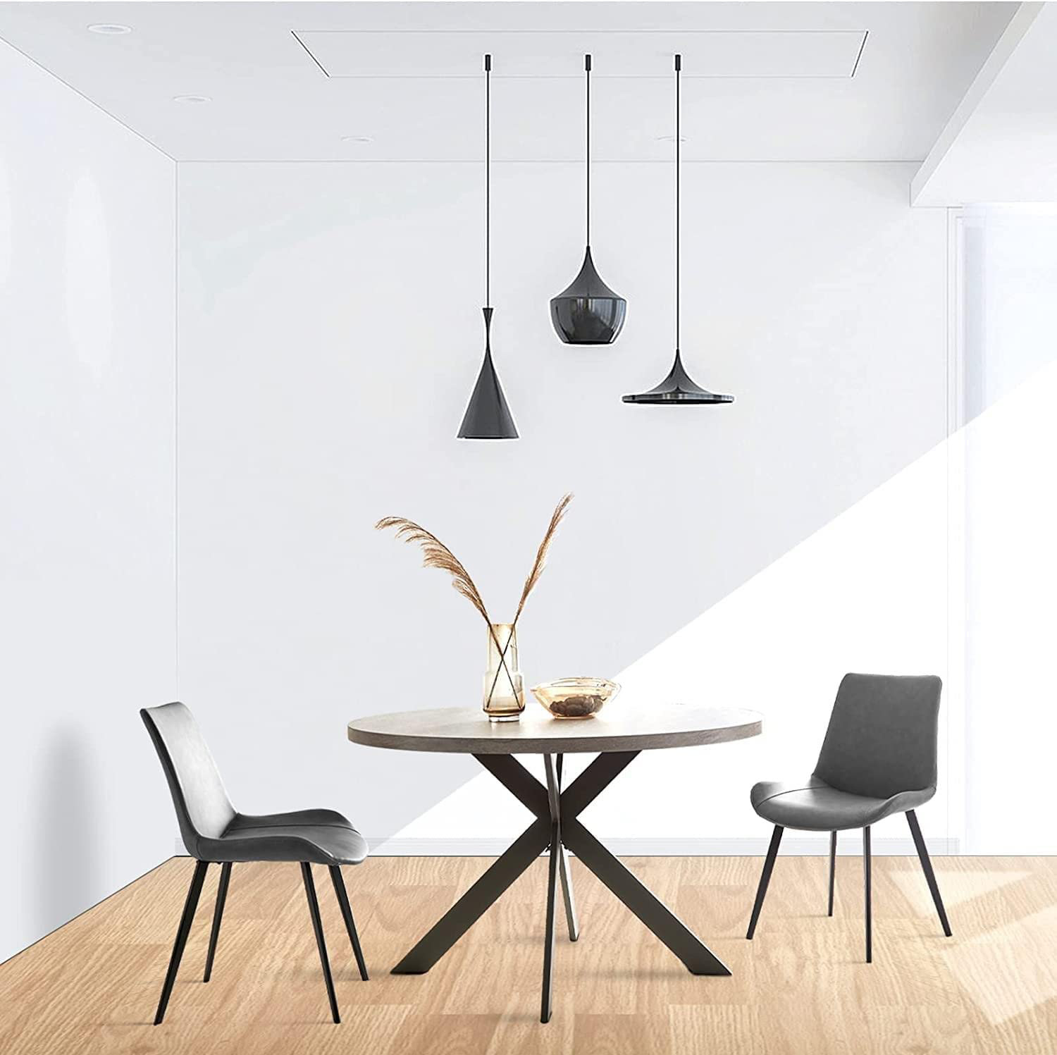 George Oliver Gitty 47'' Round Dining Table Set, Steel Legs, For ...