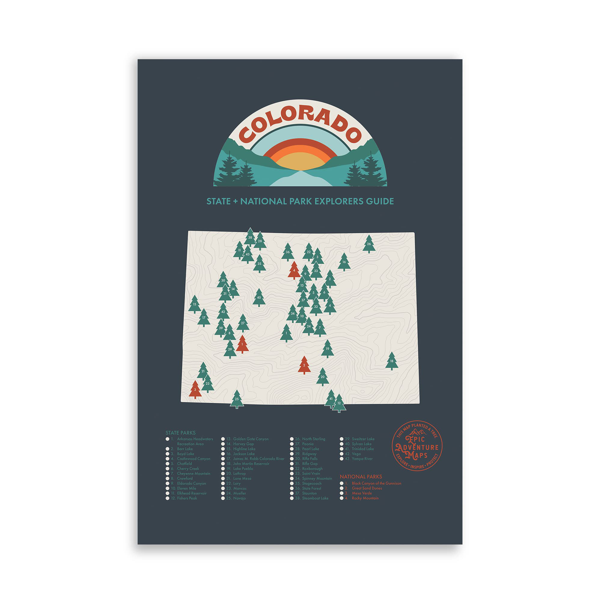 Epic Adventure Maps Colorado State Parks Bucket List Poster | Wayfair