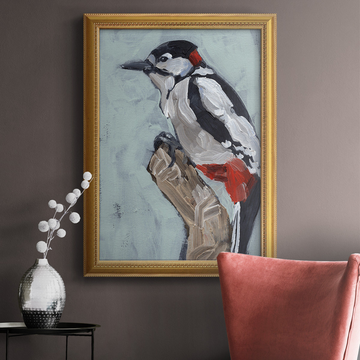 Red Barrel Studio® Woodpecker Paintstrokes I - Painting | Wayfair