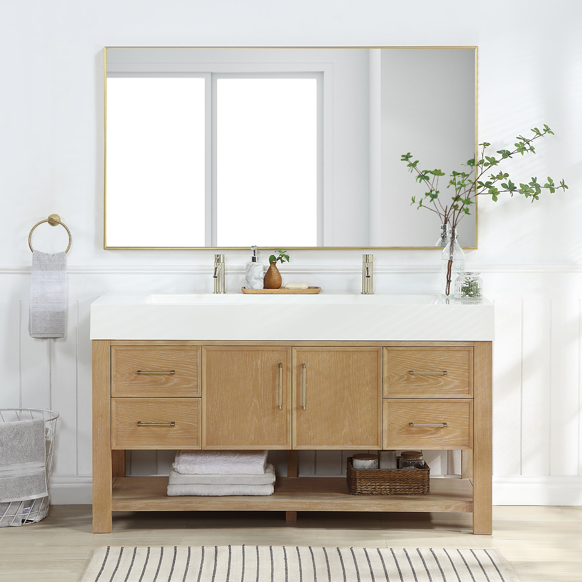 Birch Lane™ Maho 60" Single Bath Vanity in Washed Ash Grey with ...