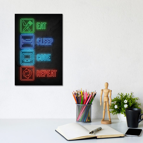 Latitude Run Eat Sleep Code Repeat by Durro Art - Wrapped Canvas ...