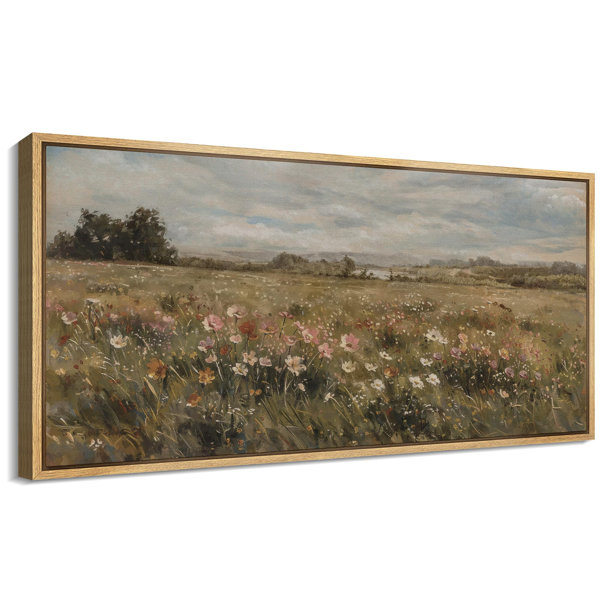 wall26 Countryside Wildflowers Landscape Rustic French Artwork - Extra ...