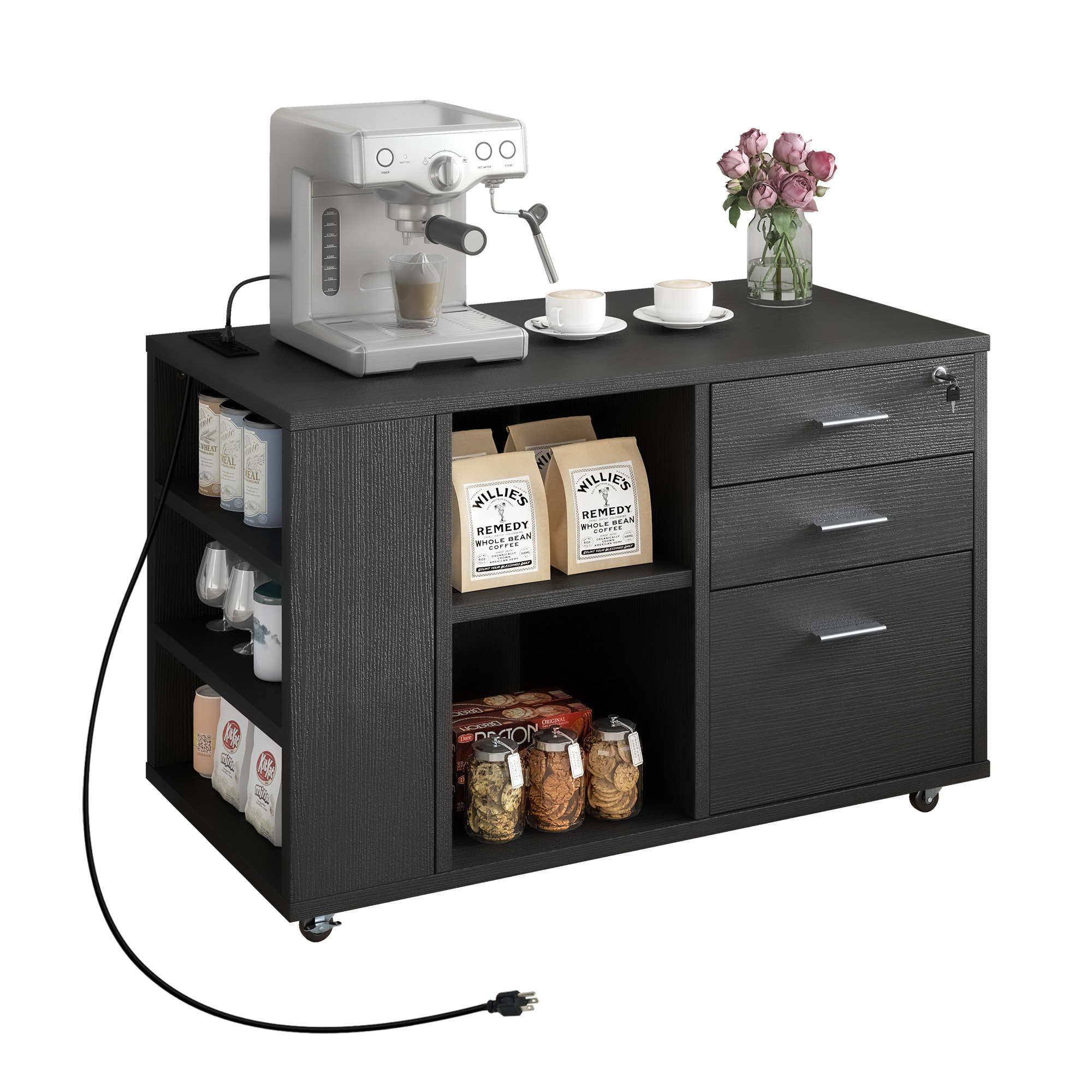 Wade Logan® Ardeha 39" W 3-Tiers Wood Storage File Cabinet with 3 ...