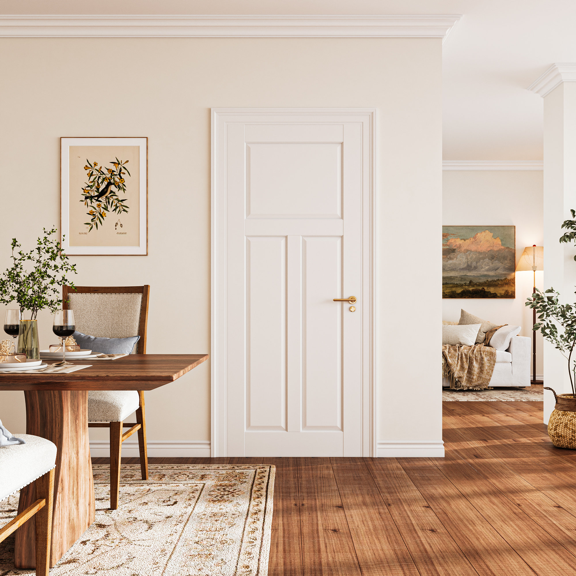 DKing Primed 3-Panel Solid Manufactured Wood Panel Interior Shaker Door ...