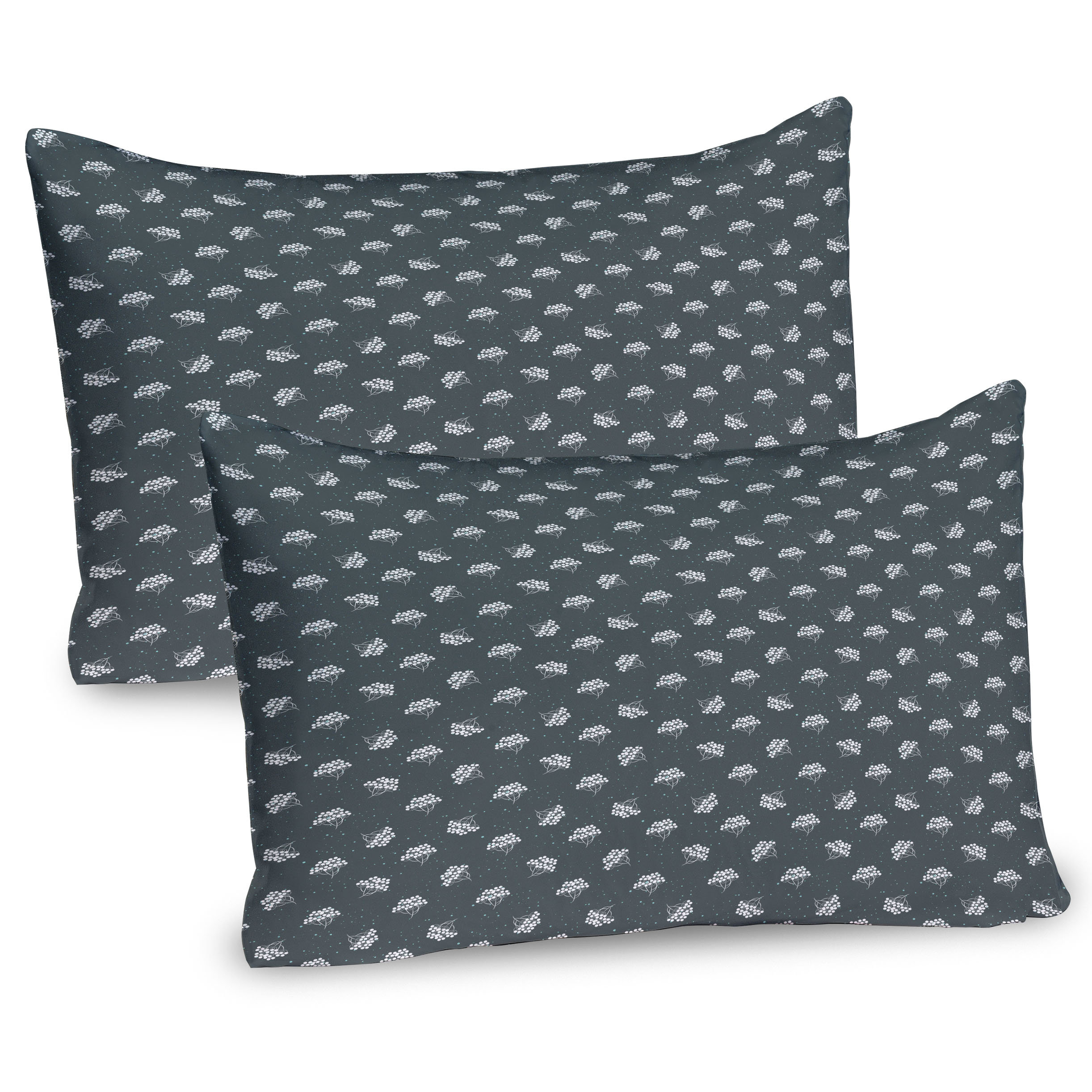 Ambesonne Floral Pillow Sham 2 Pack Snow Holidays Rowanberry Dark Grey And Seafoam Wayfair