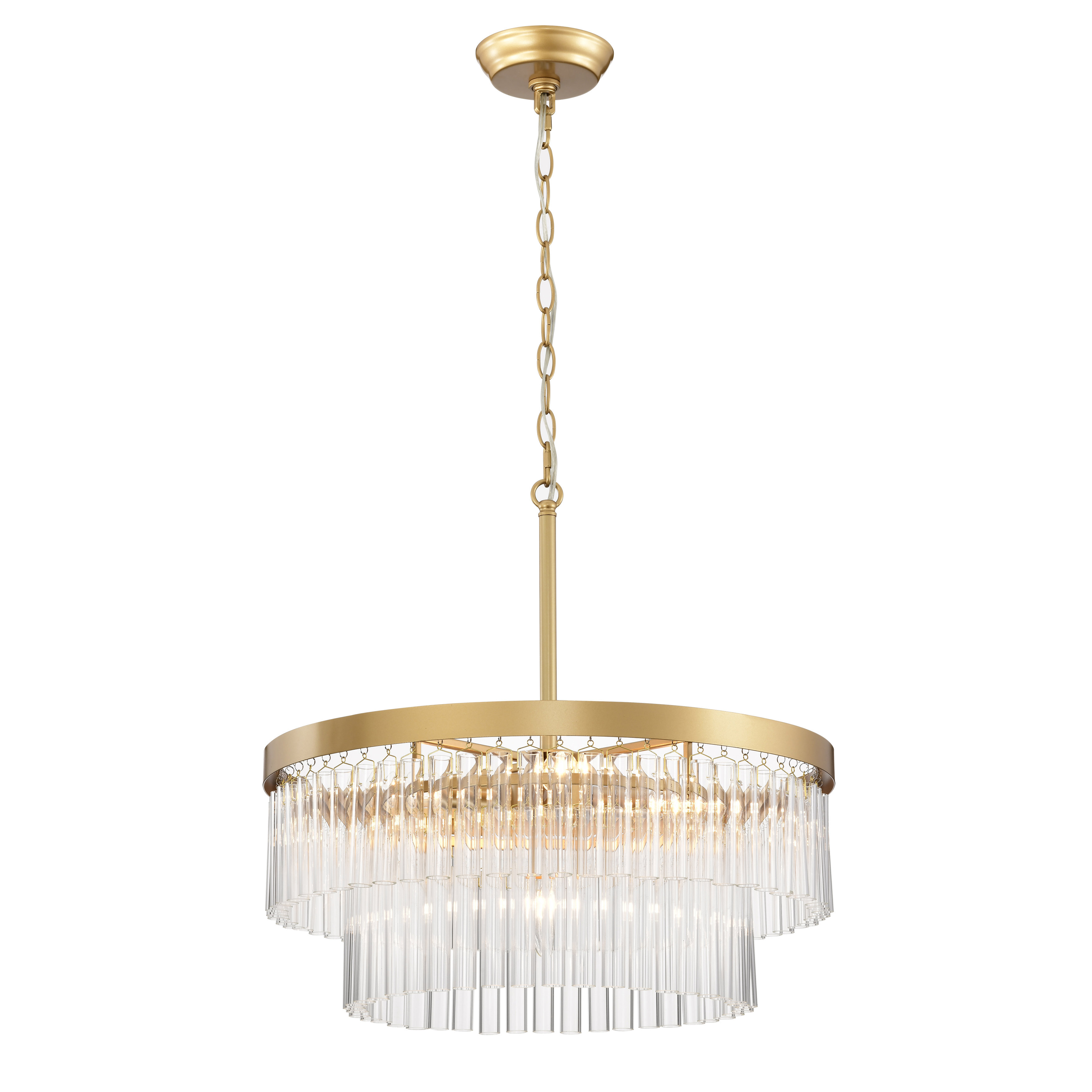 Mercer41 Kaison Glossy Bronze 5-light Two-tier Crystal Rod Drum ...