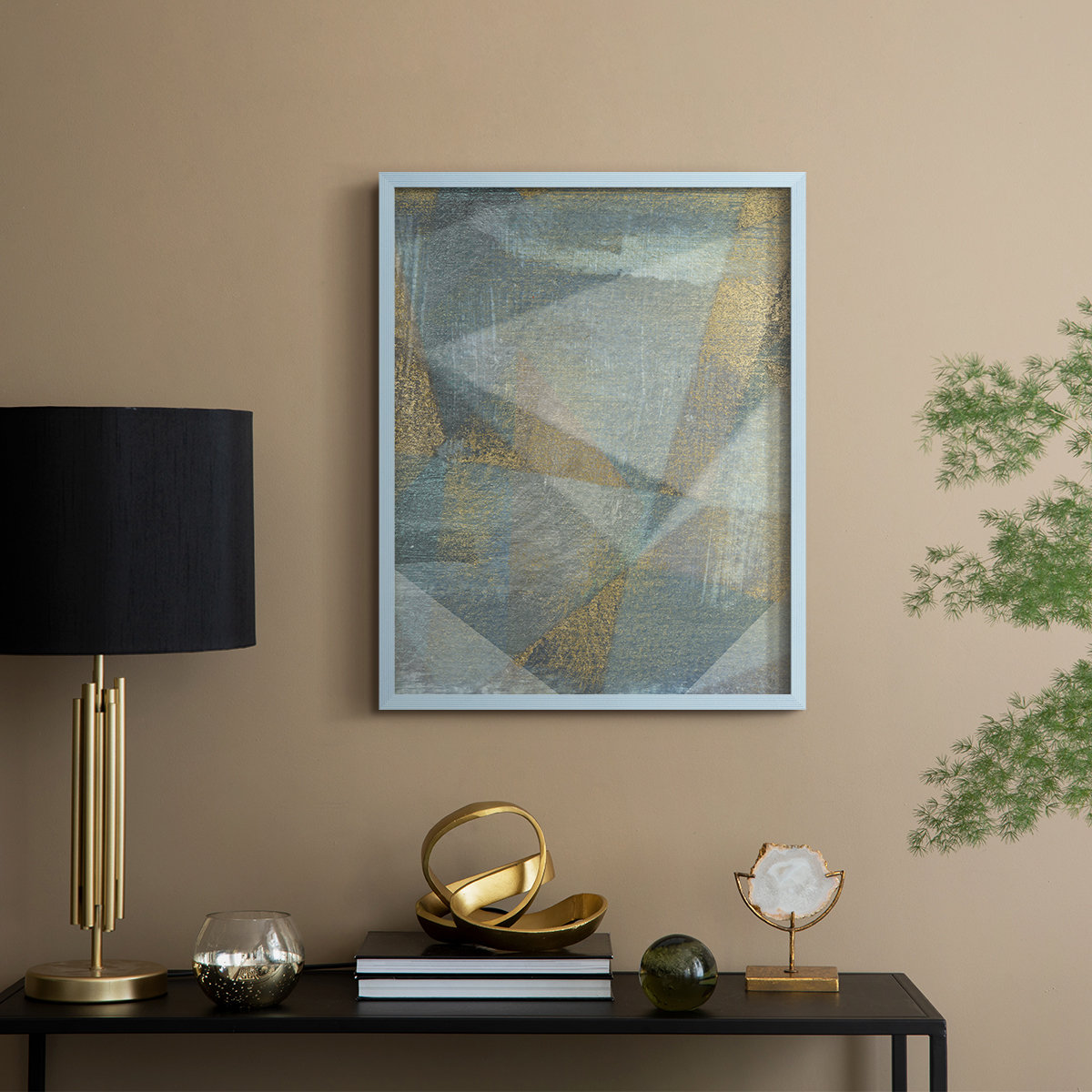Latitude Run® Geometric Facets II Framed Print - Solid Wood | Wayfair