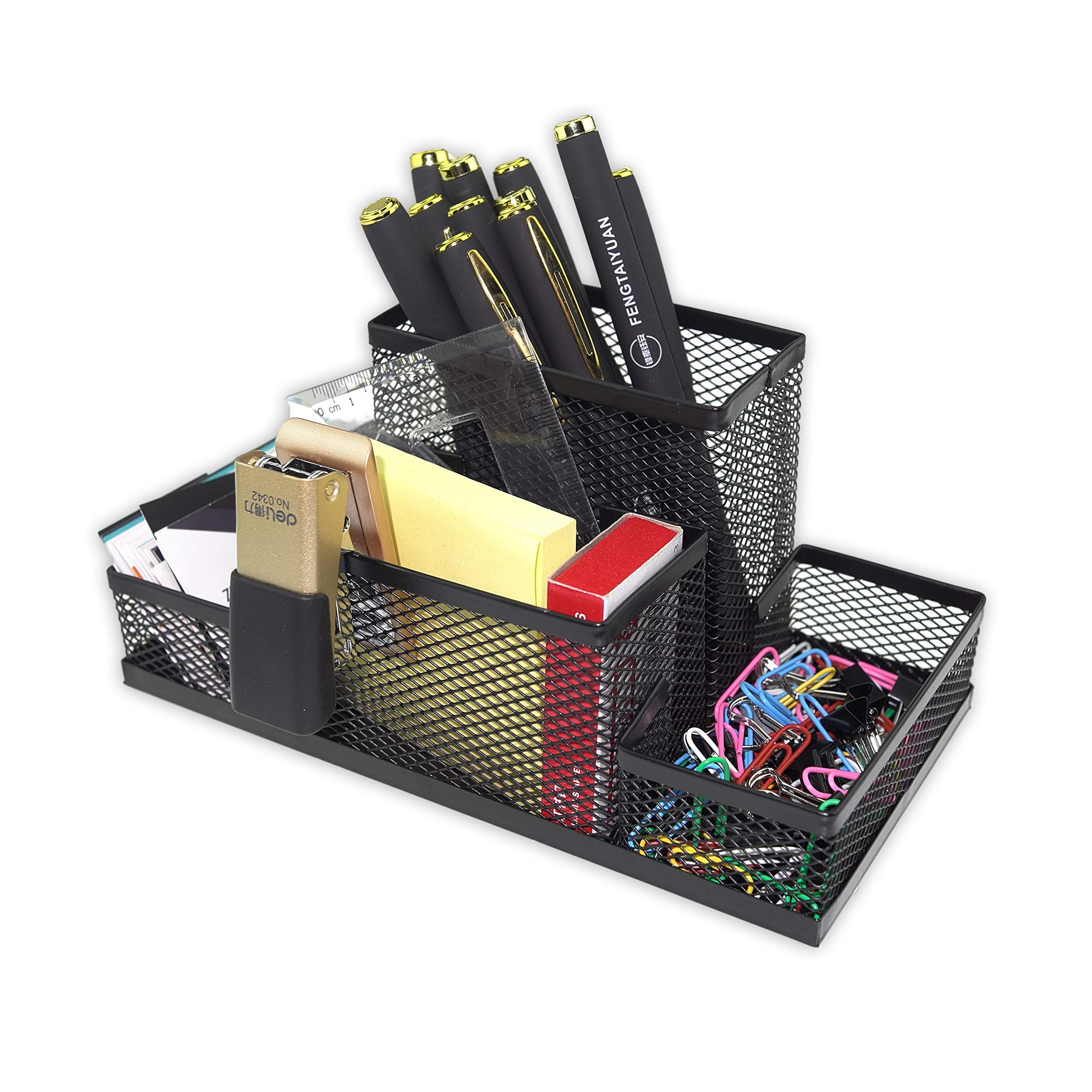 17 Stories Black-Plus, Big Black Metal Wire Mesh Pencil Holder, Desktop ...