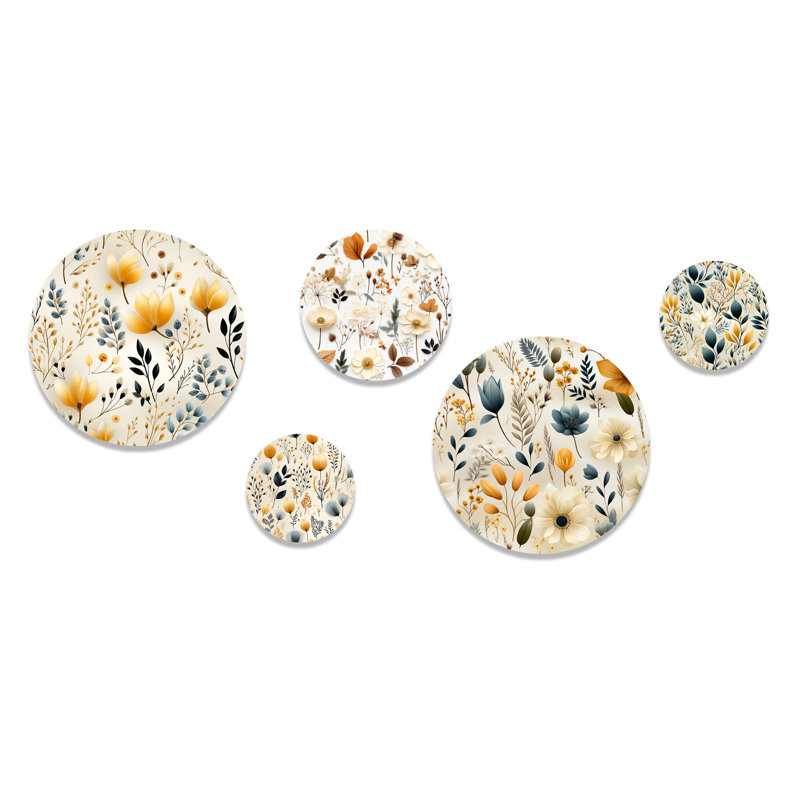 Design Art Earthy Flora III - Plants Plants Round Wall Art Set Of 5 ...