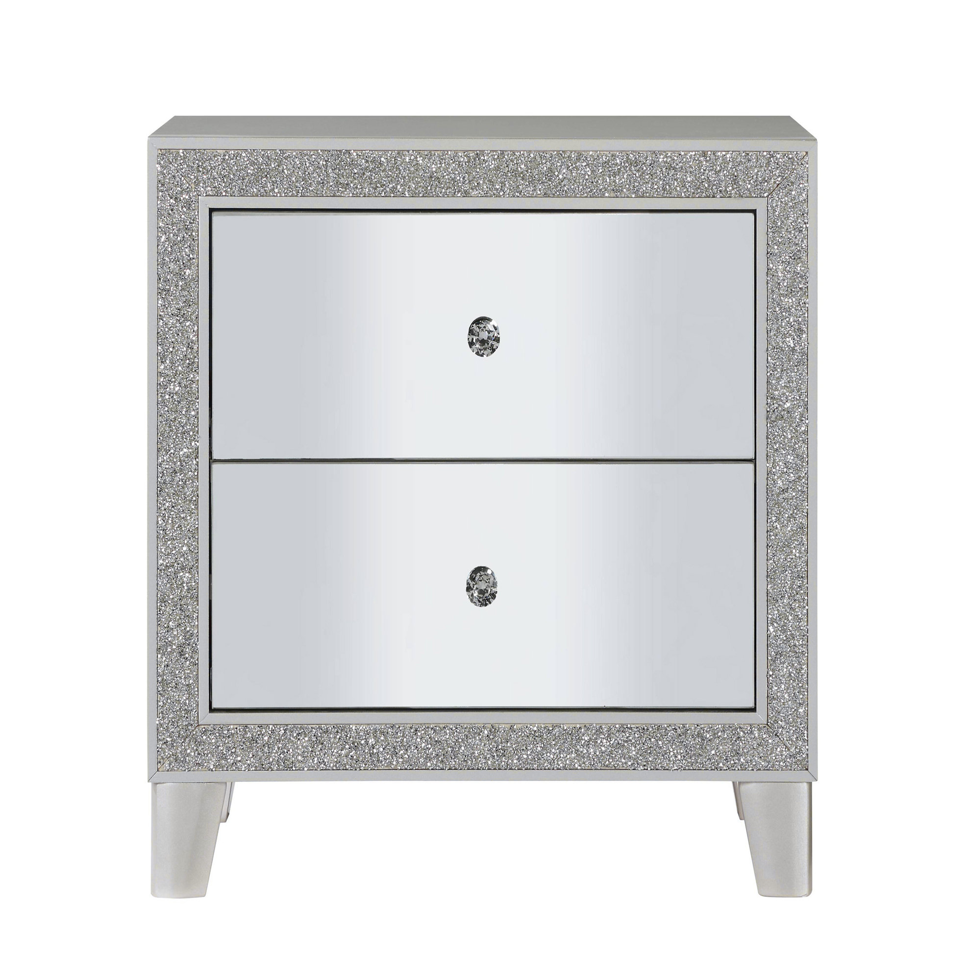 Everly Quinn Chic Champagne Nightstand With Two Drawers For Bedroom And ...