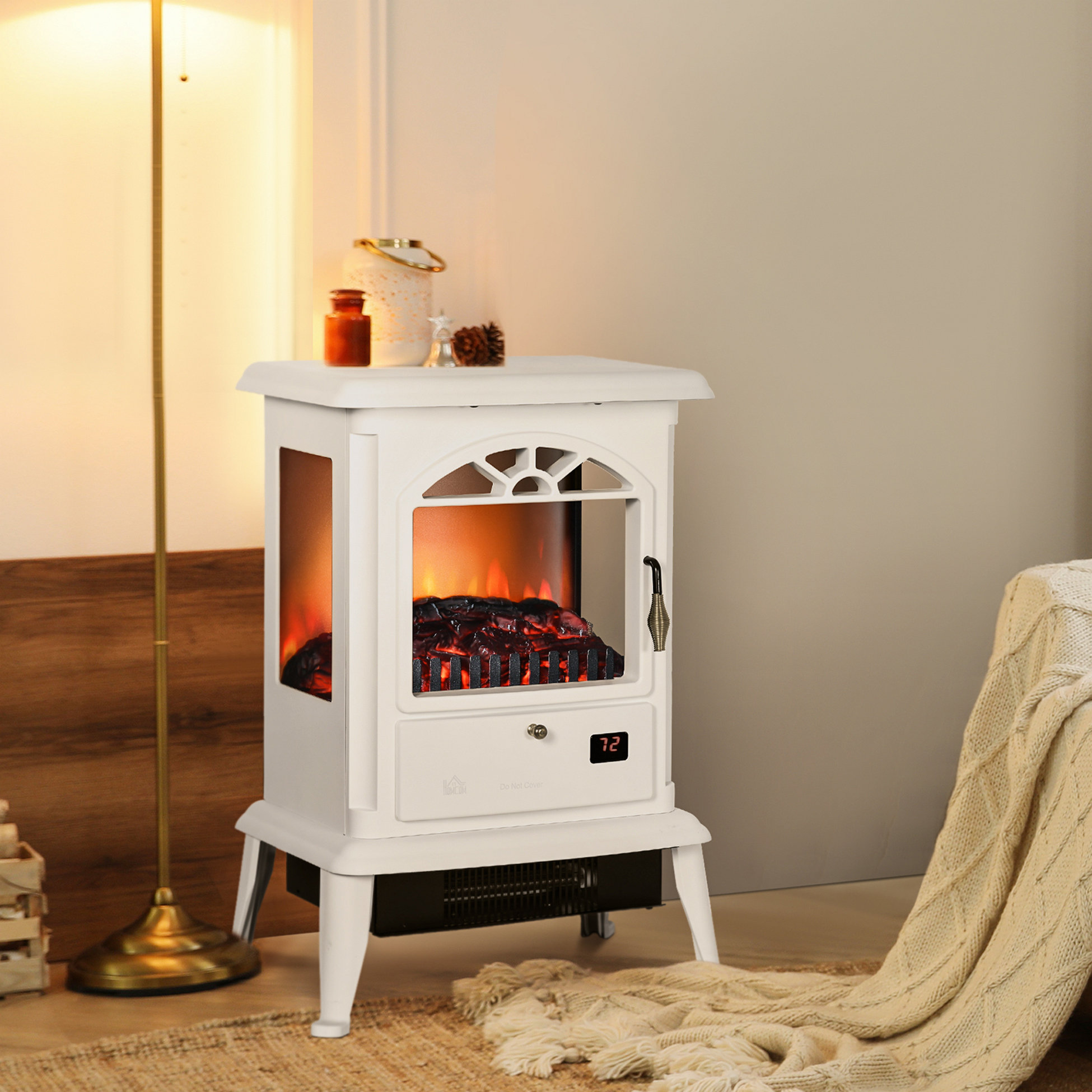 Fleur De Lis Living 23" Electric Infrared Fireplace Stove, Freestanding ...
