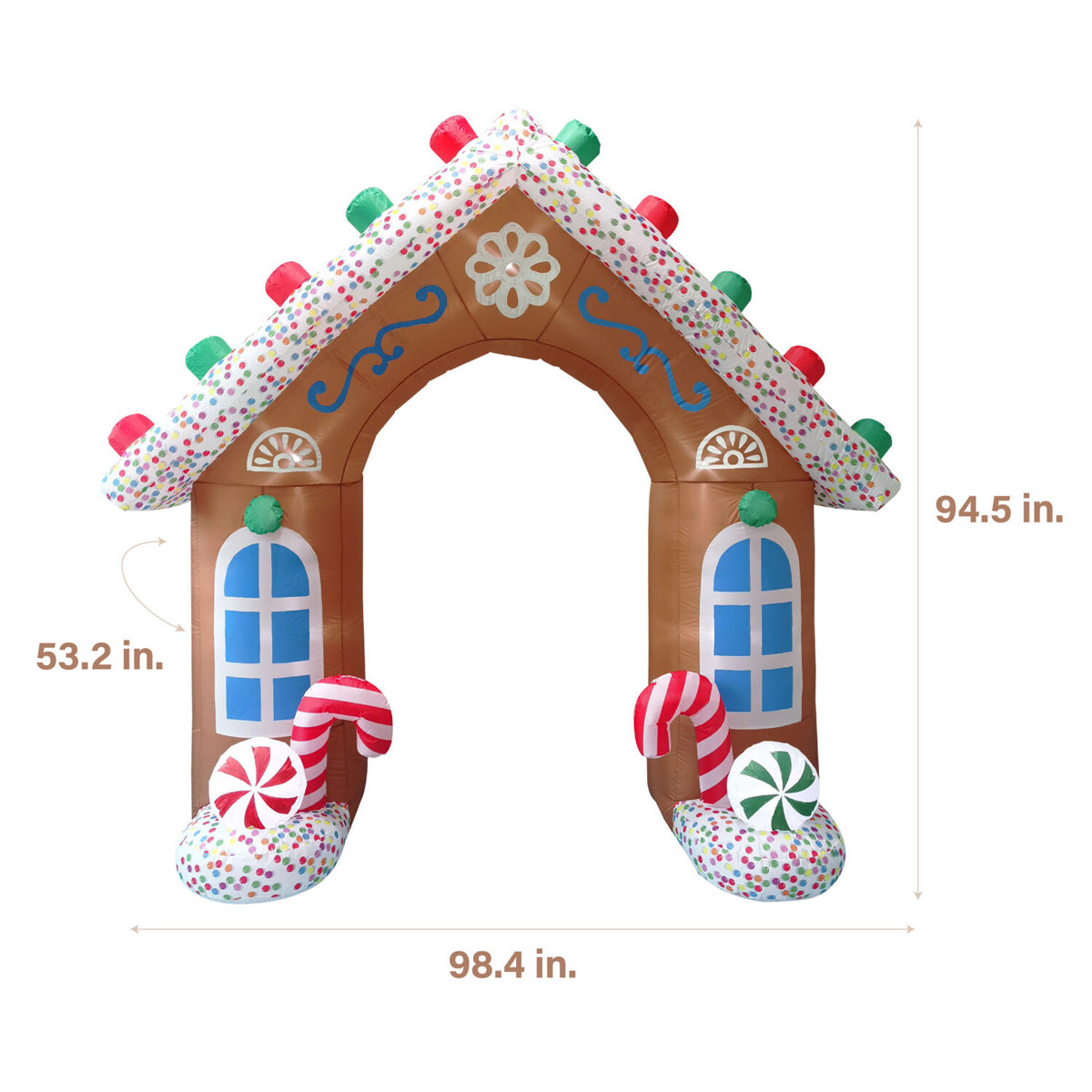 Fraser Hill Farm 8-Ft. Tall Gingerbread Arch Blow Up Christmas ...