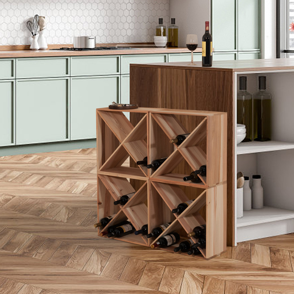 Hokku Designs Modern 24 Bottle Modular Wine Rack, Stackable Wine ...