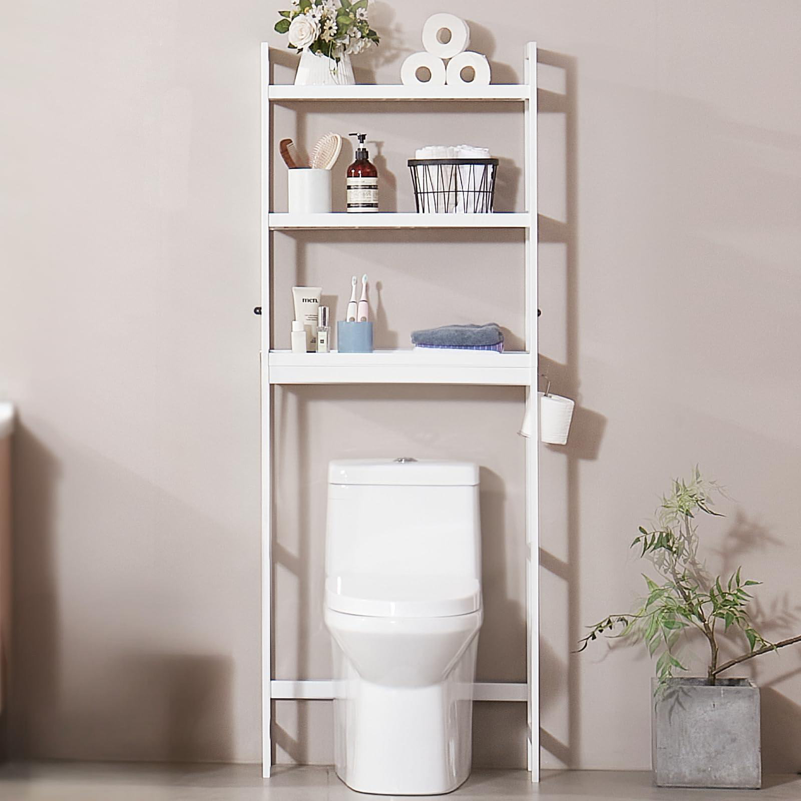 Latitude Run® 3-Tier Adjustable Over Toilet Bathroom Organizer, Bamboo ...