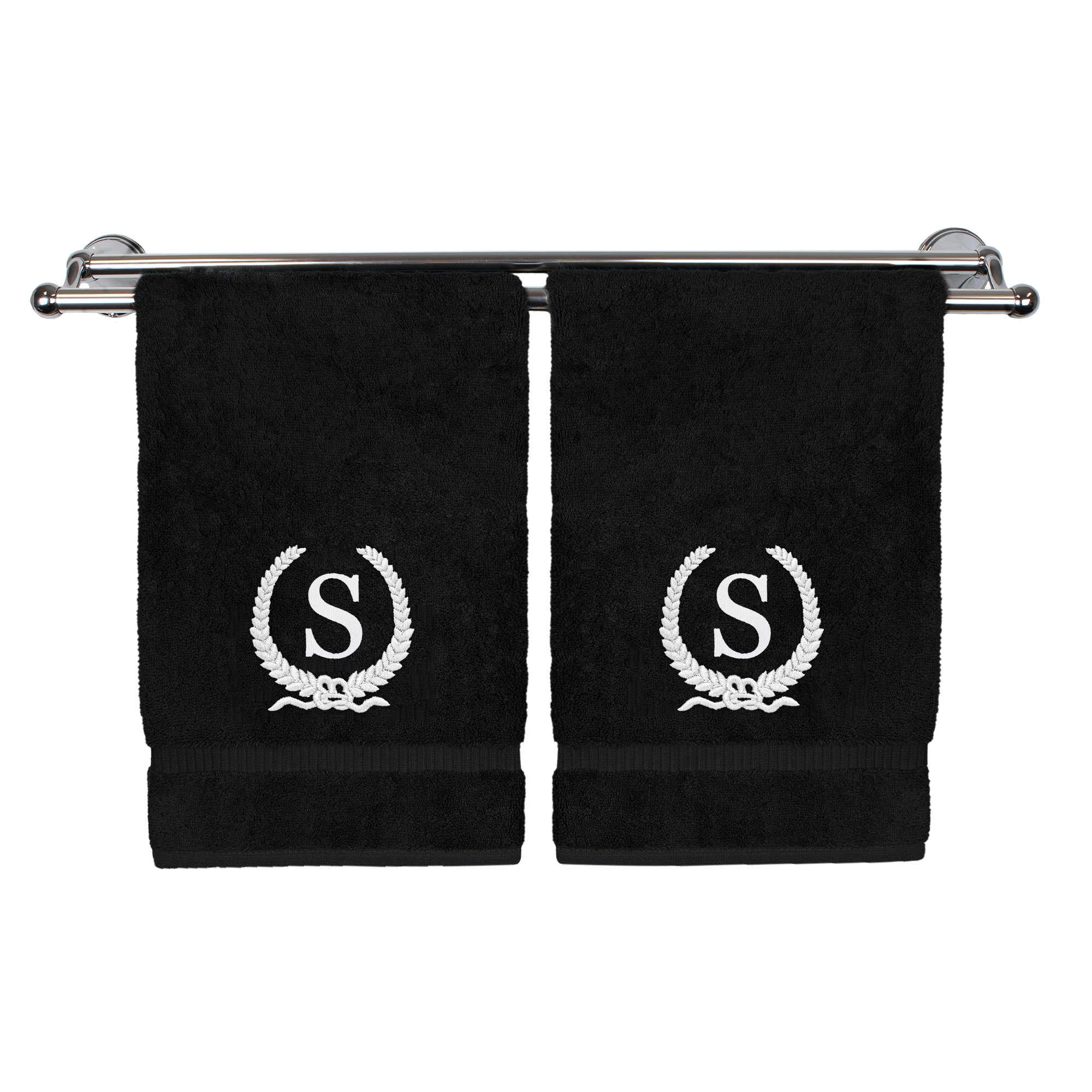 Red Barrel Studio® Monogrammed Hand Towels -Set of 2 -Wreath Design ...
