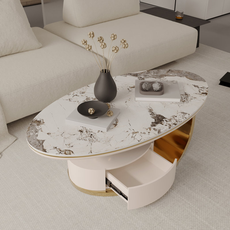 Mercer41 Phillis Modern Oval Coffee Table With Drawer | Wayfair