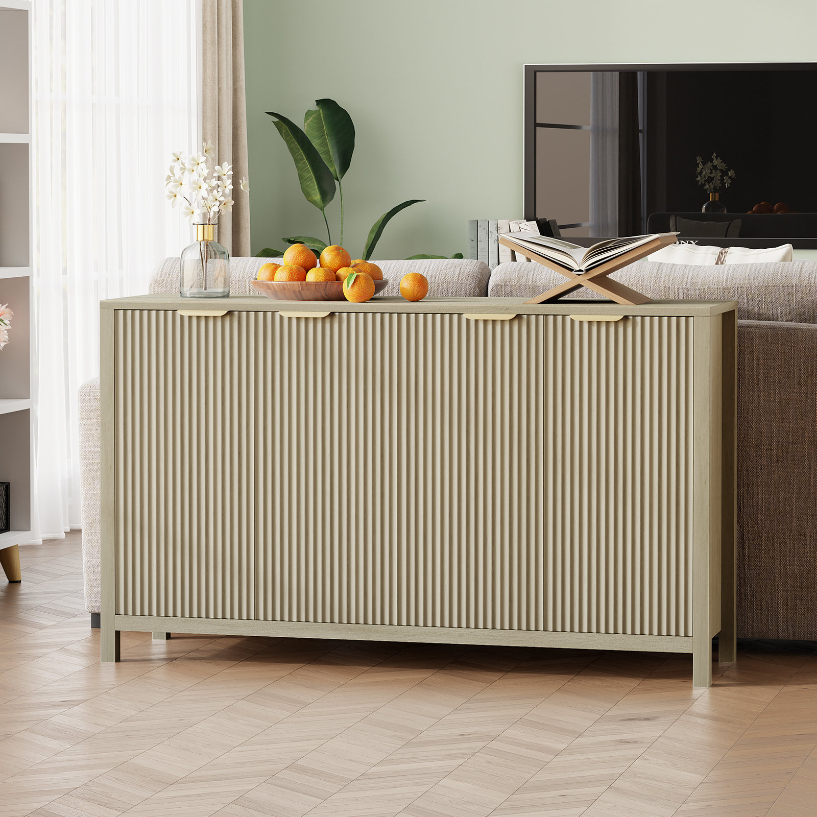 Ebern Designs 55 Inch Fluted Buffet Sideboard Cabinet - Wayfair Canada