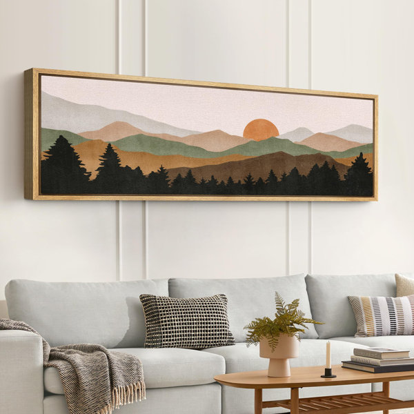 IDEA4WALL Sun Mountain Landscape Abstract Mountain Contours Sunset ...