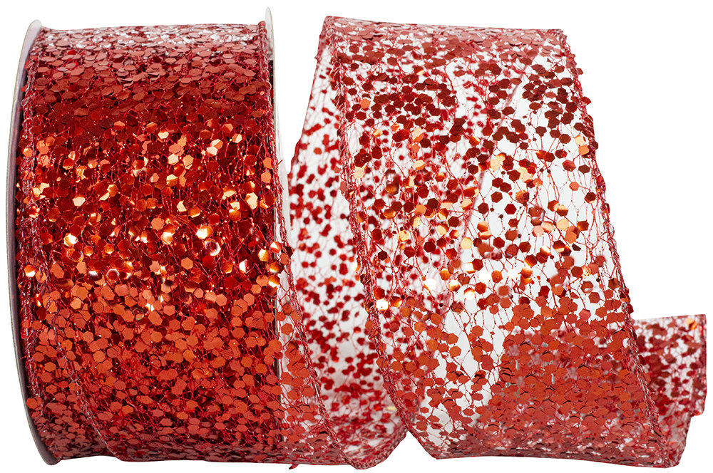 Mercer41 2-1/2 inch X 10 YARDS Sequin Dots All Over Wired Edge Ribbon ...