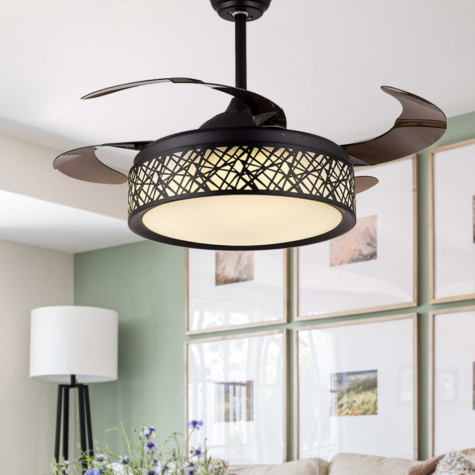 Orren Ellis 42'' Otisville 4 - Blade LED Retractable Blades Ceiling Fan ...
