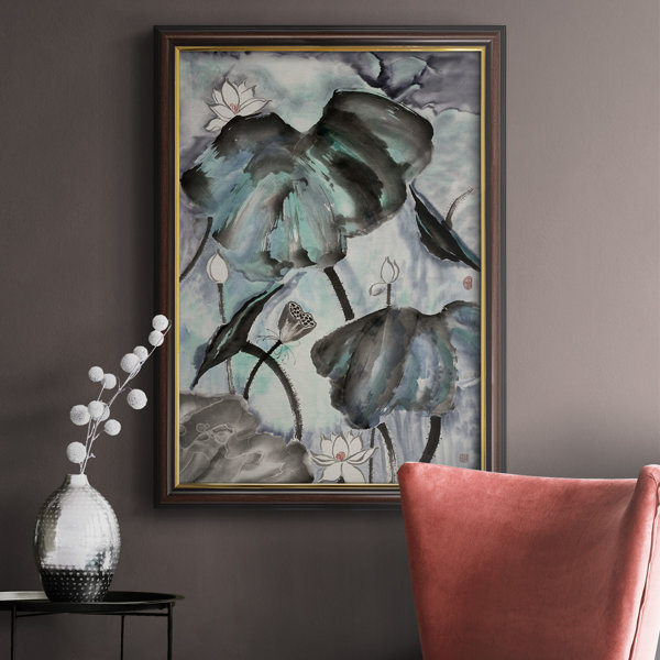 Red Barrel Studio® Lotus Study With Blue Green II Framed On Canvas ...