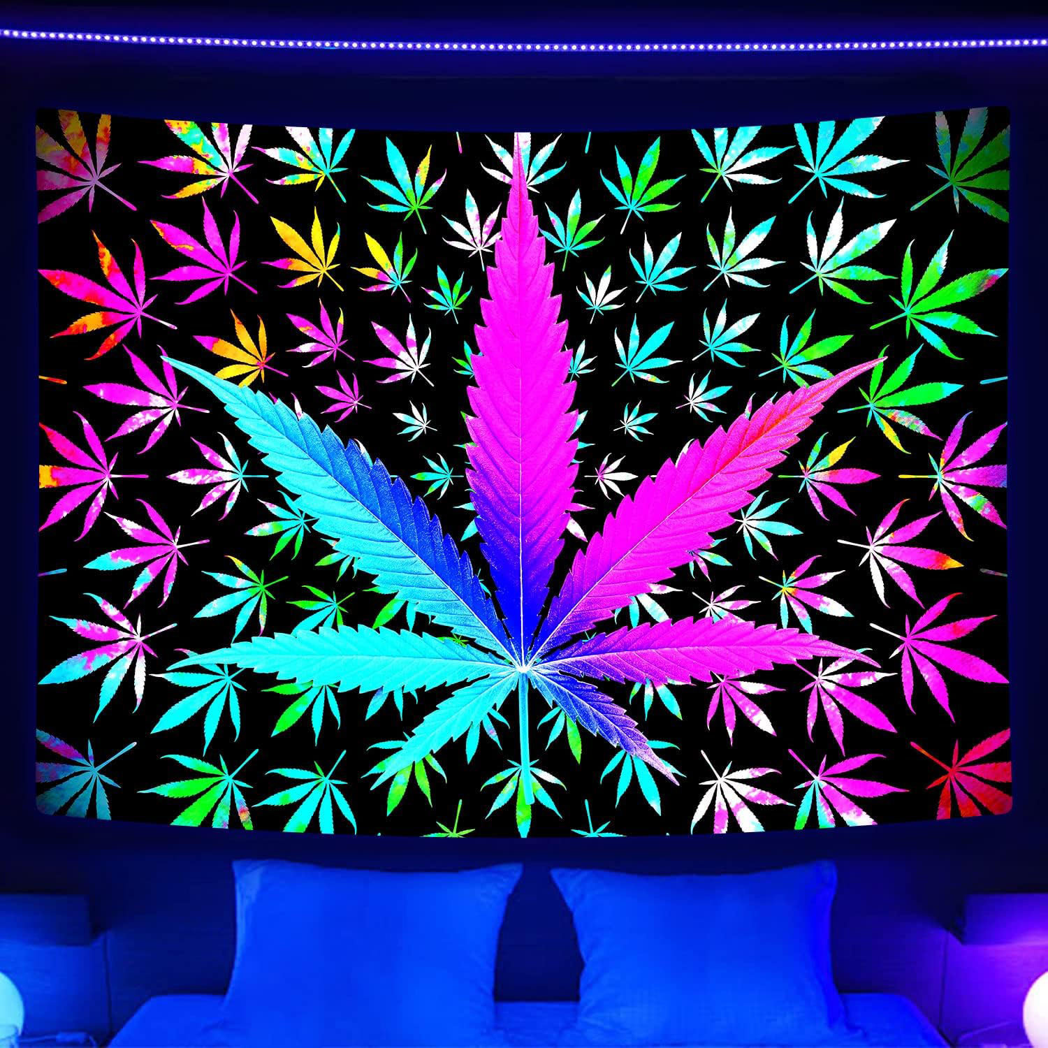 Dakota Fields Cool Trippy Weed Blacklight Tapestry UV Reactive, Neon ...
