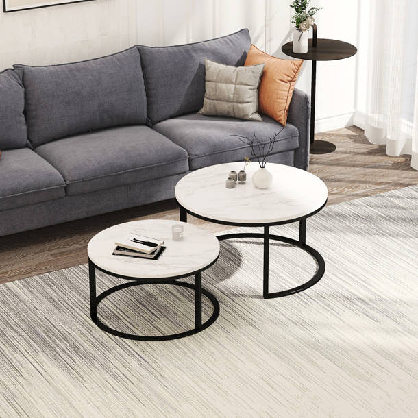 17 Stories Ocampo Solid Wood Top C Table Nesting Tables | Wayfair
