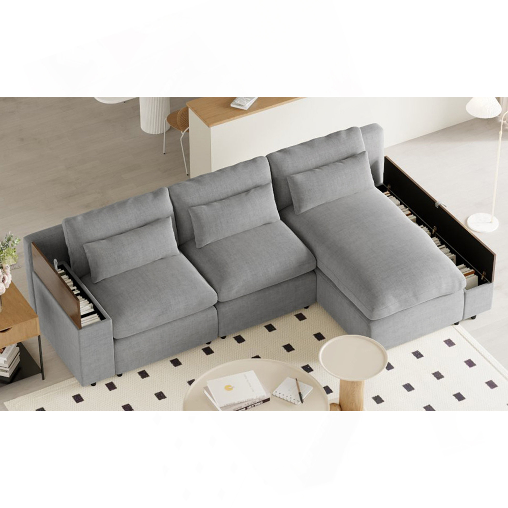Latitude Run® L-Shaped Modular Sectional Sofa With Removable Back ...