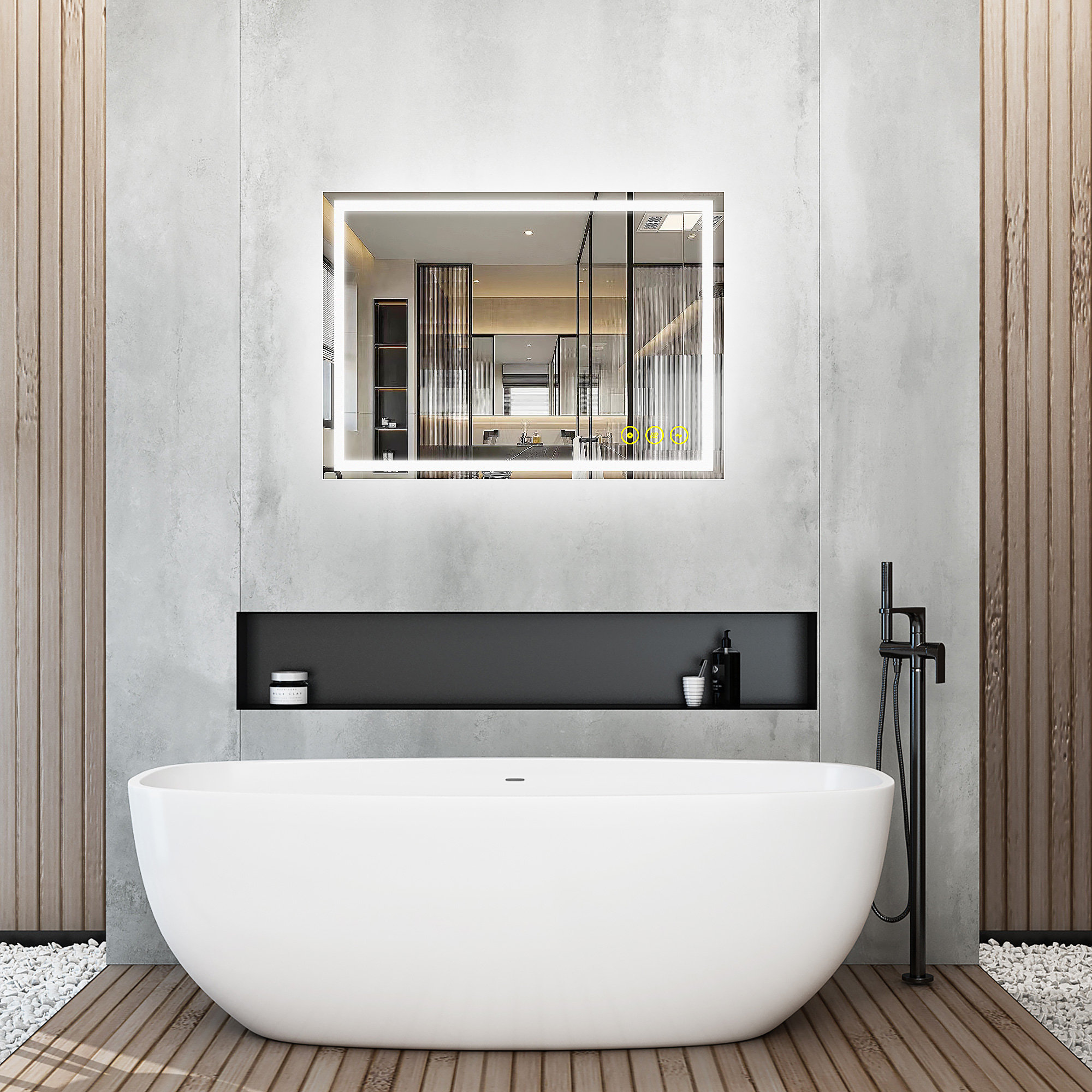 Wrought Studio™ Carlecia LED Bathroom Mirror Backlight Mirror Touch ...