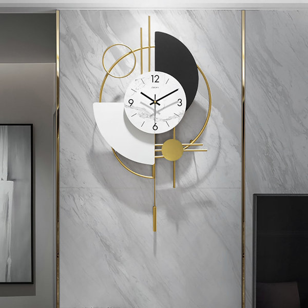 Willa Arlo™ Interiors Eustace Wall Clocks for Living Room, 3D Gold ...