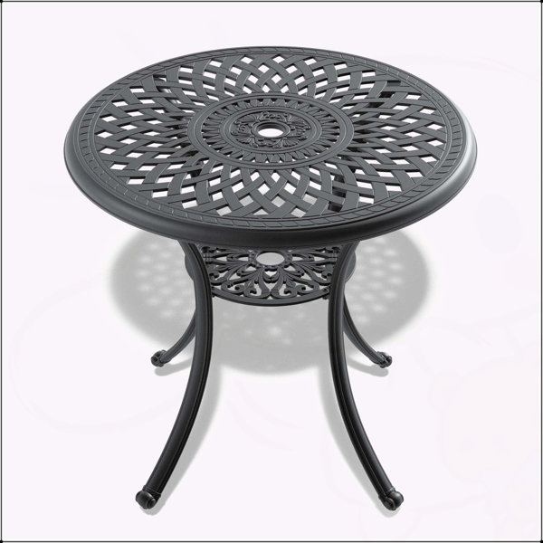 Astoria Grand 30.71-inch Cast Aluminum Patio Dining Table With Black ...