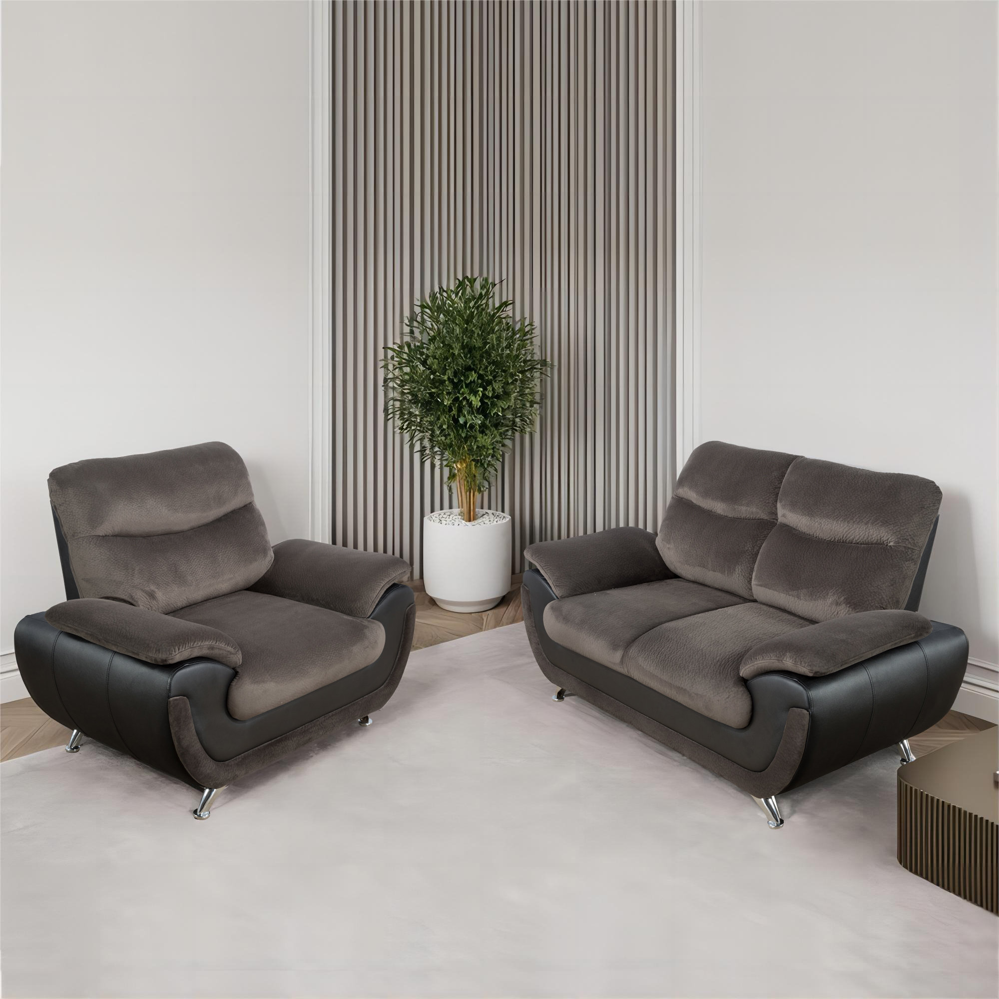 Latitude Run® Faux Leather 2-Piece Couch Living Room Sofa | Wayfair