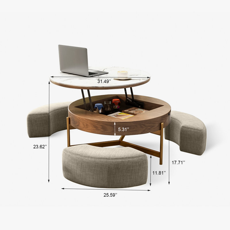 Loon Peak® Espedita Modern Round Lift-Top Coffee Table Set with Storage ...