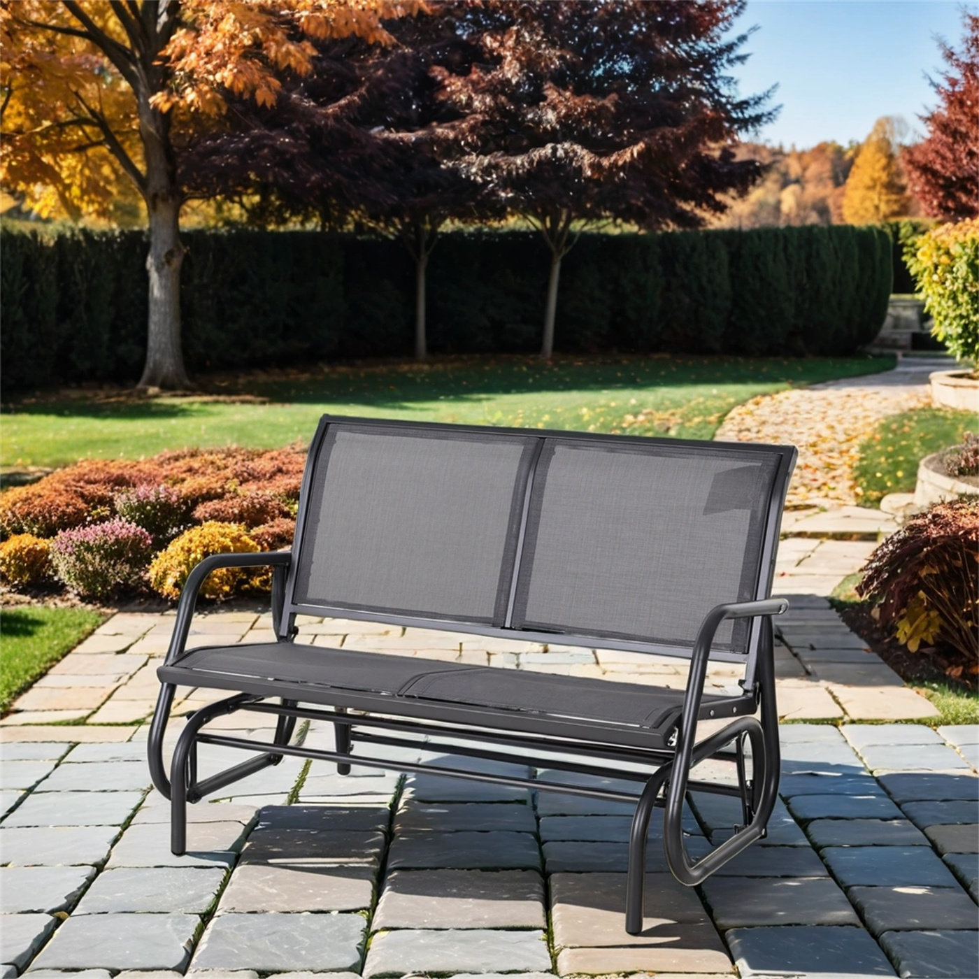 Lark Manor Borup Steel Outdoor Bench | Wayfair