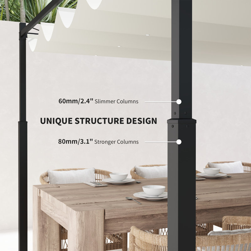 Outsunny 10' x 10' Retractable Pergola Canopy with Magnetic Fixture ...