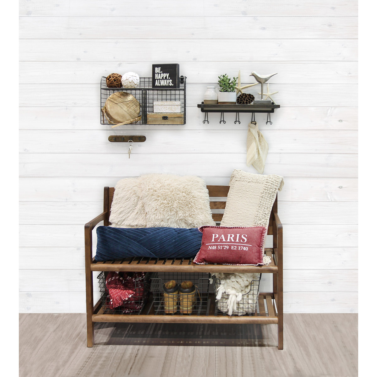 Gracie Oaks Giono Vintage Wall Organizer With Wall Baskets & Reviews ...