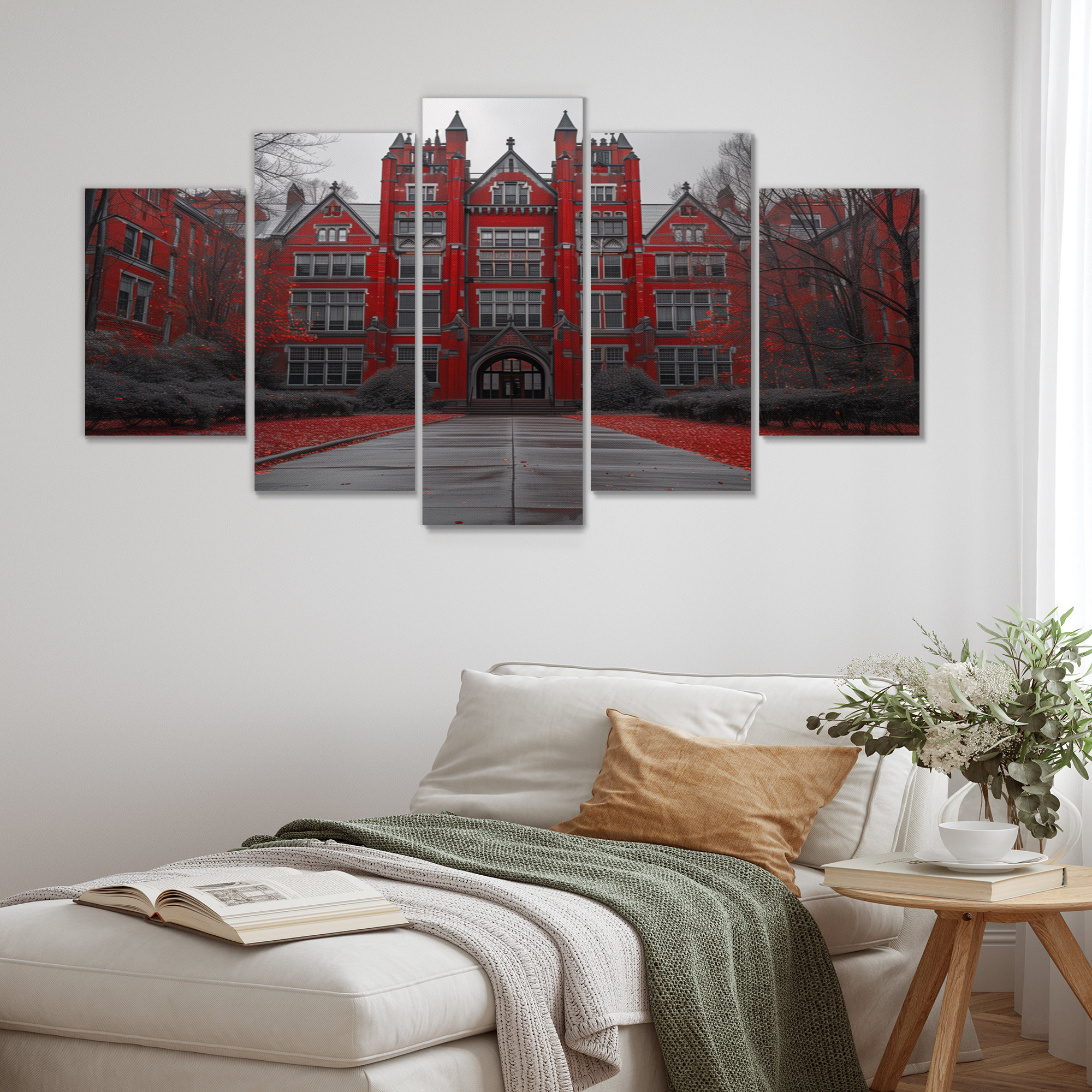Winston Porter Monochrome Grey And Red University Building IV - College ...