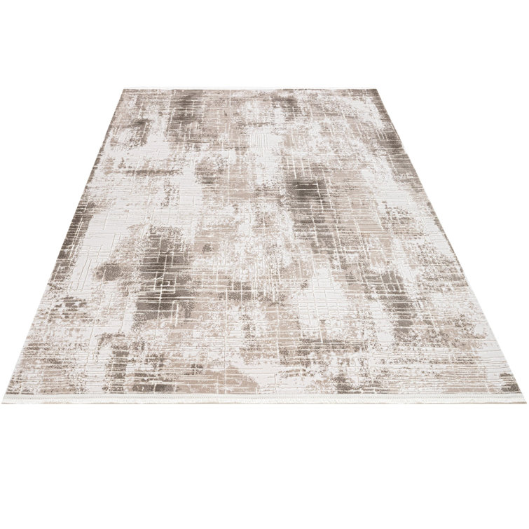 Williston Forge Casayera Beige Striped Acrylic Machine Made Area Rug ...